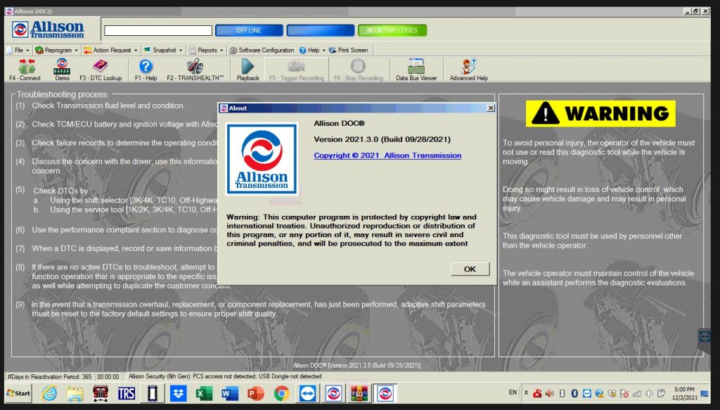 Allison DOC 2024 Diagnostic Software (Transmission) Gen5 11.2024 ...
