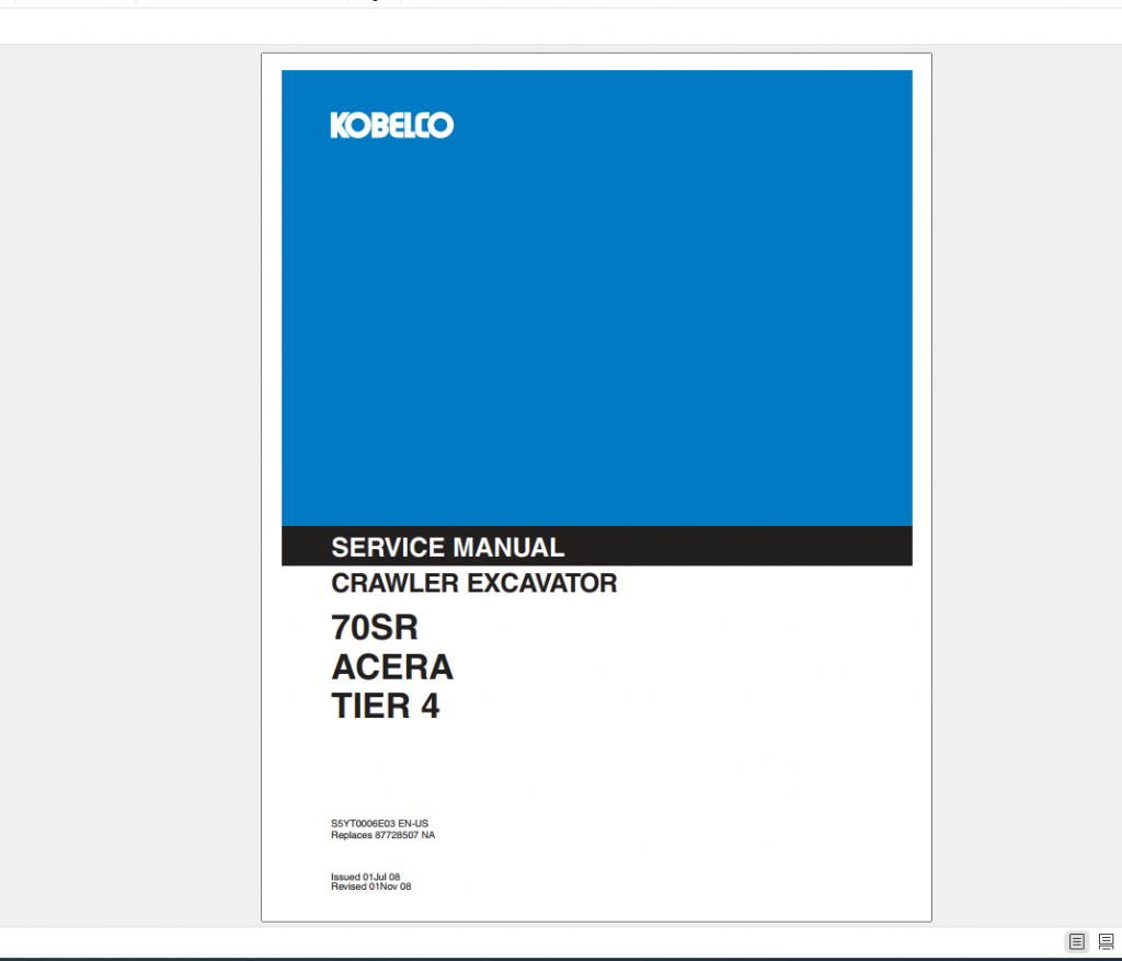 KOBELCO 70SR ACERA TIER 4 Service Manual