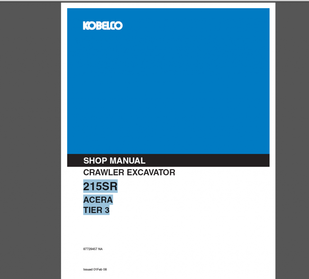 KOBELCO 215SR ACERA TIER 3 SERVICE MANUAL