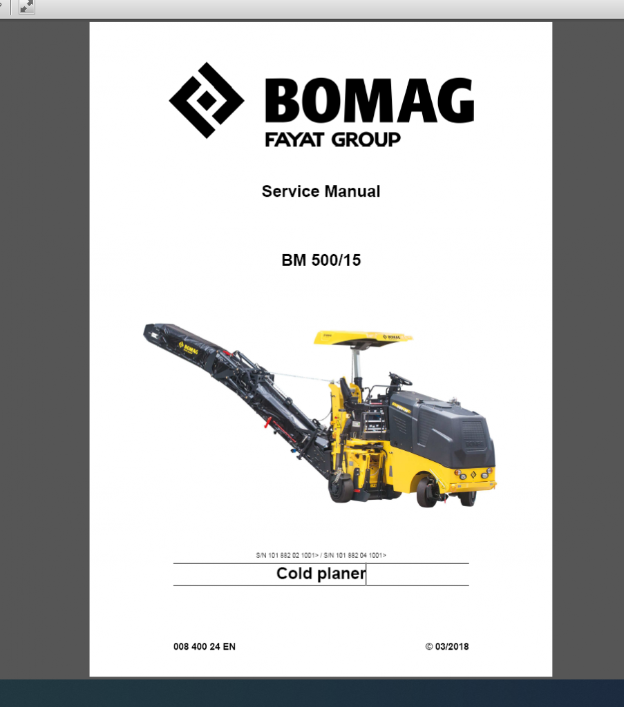 Bomag Cold planer BM500-15 Service Manual (2018)