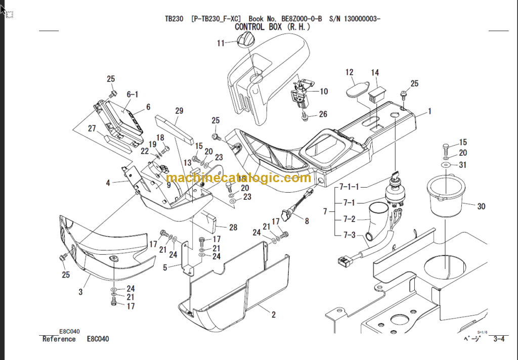 Takeuchi TB230 Mini Excavator Parts Manual