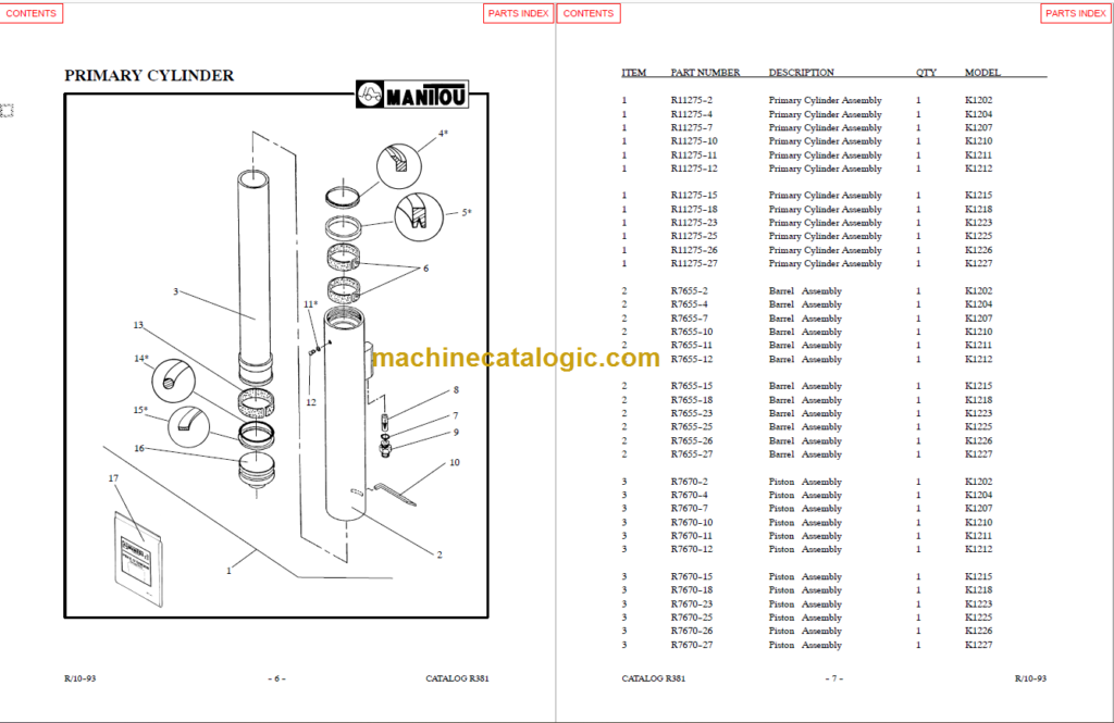 MANITOU 1200 Series Parts Manual