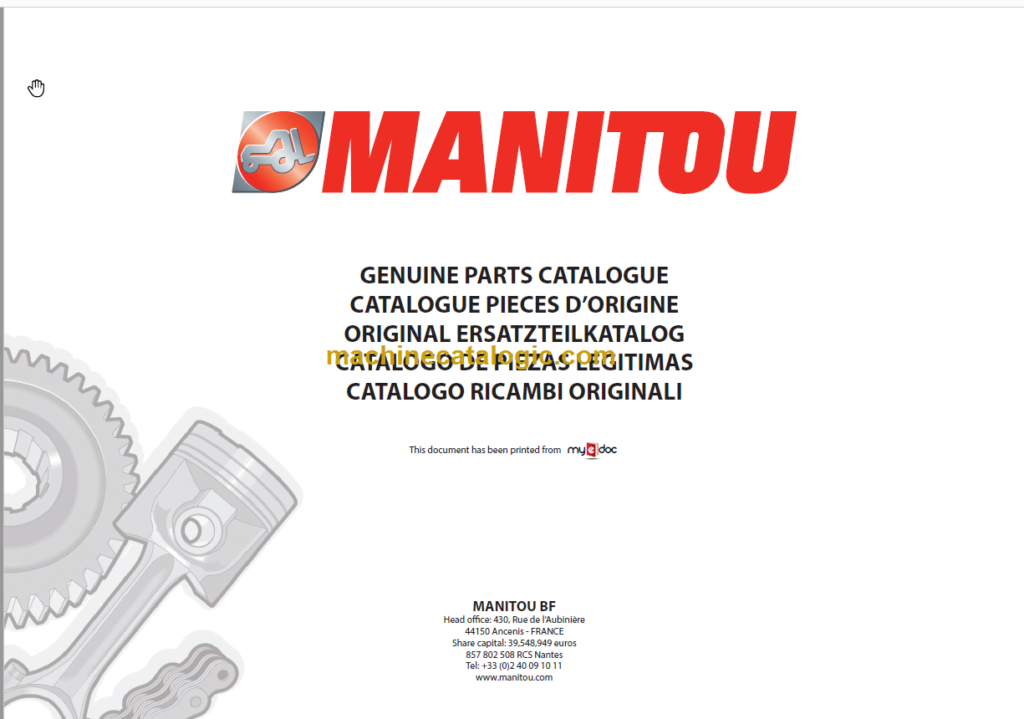 MANITOU ME318 PARTS CATALOGUE – Machine Catalogic