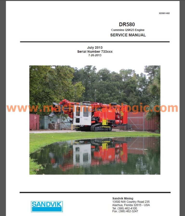 Sandvik DR580 Drill Service Manual PDF – Machine Catalogic