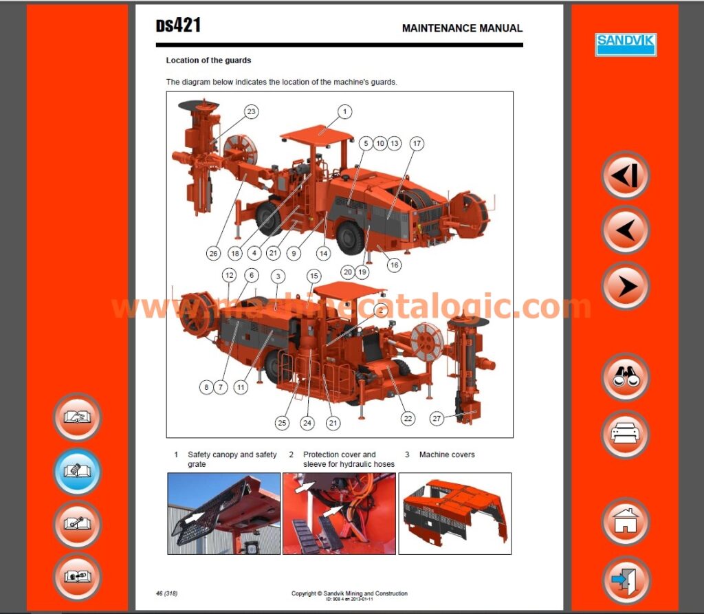 Sandvik DS421 Cable Bolter TOOLMAN Service Information (Parts Manual, Operator's and Maintenance ...