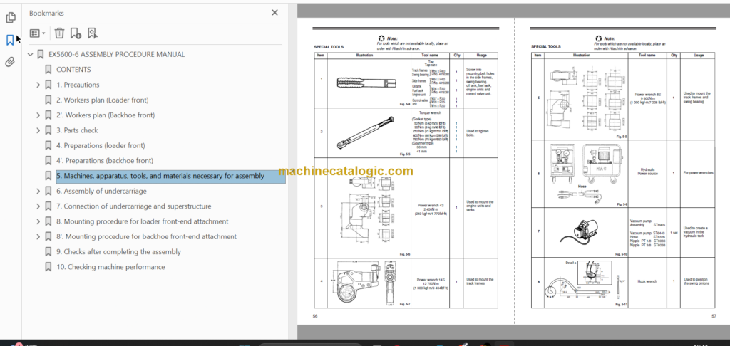Hitachi EX5600-6 Hydraulic Excavator Technical and Assembly Procedure ...