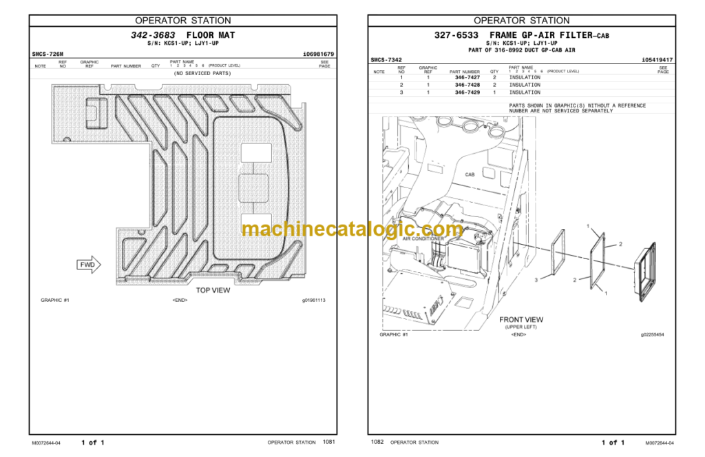 CAT 336F L and 336F LN Excavators Parts Manual