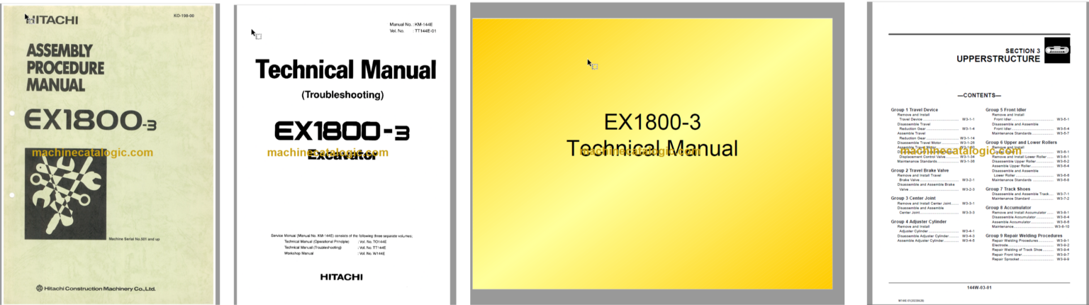Hitachi EX1800-3 Excavator Technical and Workshop Manual – Machine ...