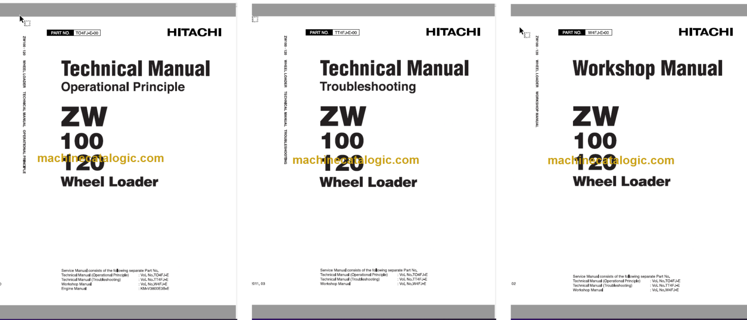 Hitachi ZW100 ZW120 Wheel Loader Technical and Workshop Manual ...