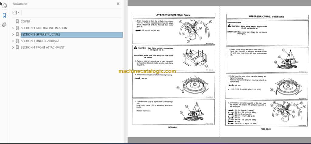Hitachi EX550 EX550-3 Hydraulic Excavator Technical and Workshop Manual ...