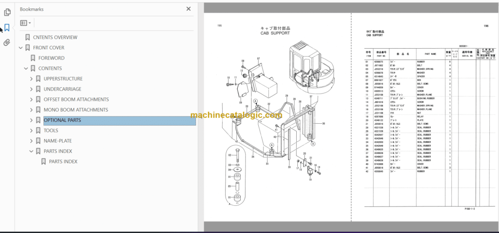 Hitachi EX30UR-2C Excavator Parts Catalog & Equipment Components Parts ...