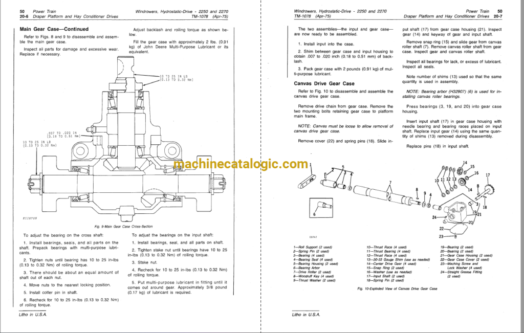 John Deere 2250 and 2270 Hydrostatic Windrowers Technical Manual ...