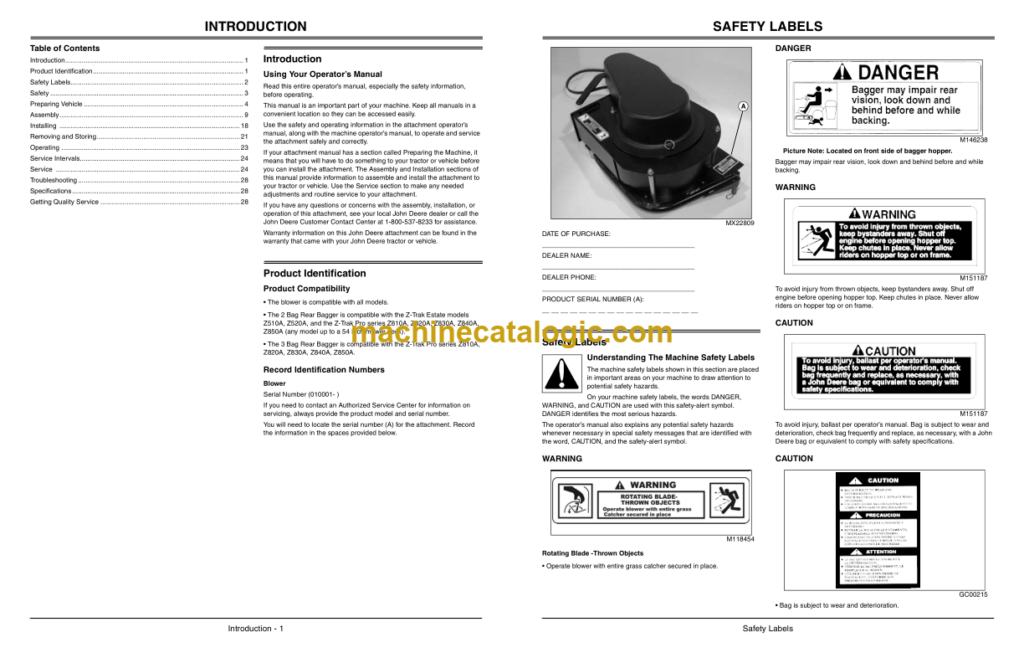 John Deere 2 and 3 Bag Material Collection System Blower and Rear ...