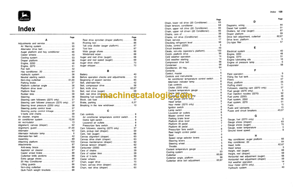 John Deere 2250 and 2270 HYDROSTATIC-DRIVE WINDROWERS Operator's Manual ...