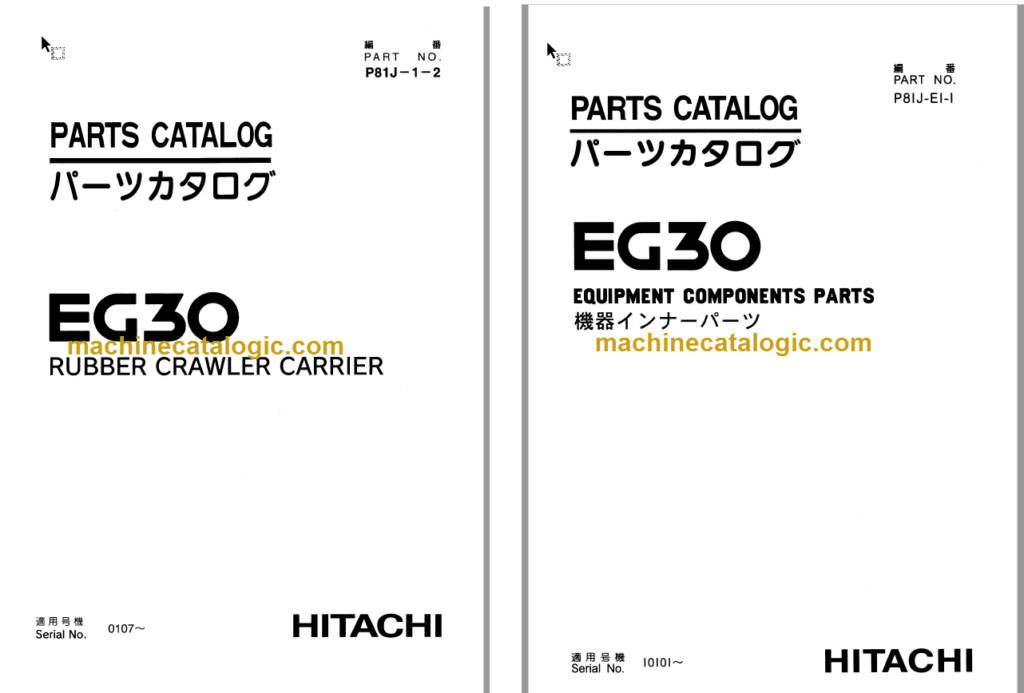 Hitachi EG30 Rubber Crawler Carrier Parts Catalog & Equipment ...