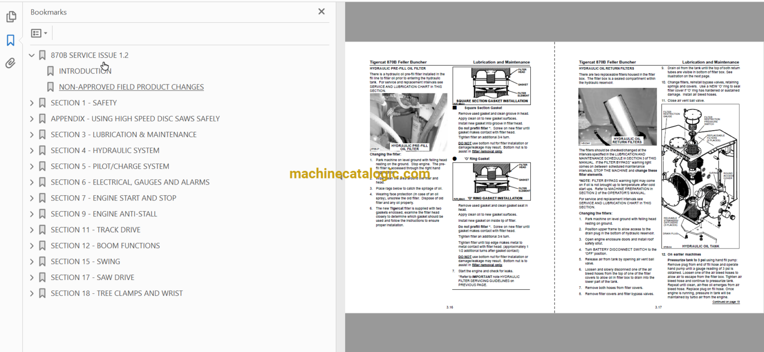 Tigercat 870B Feller Buncher Service Manual – Machine Catalogic