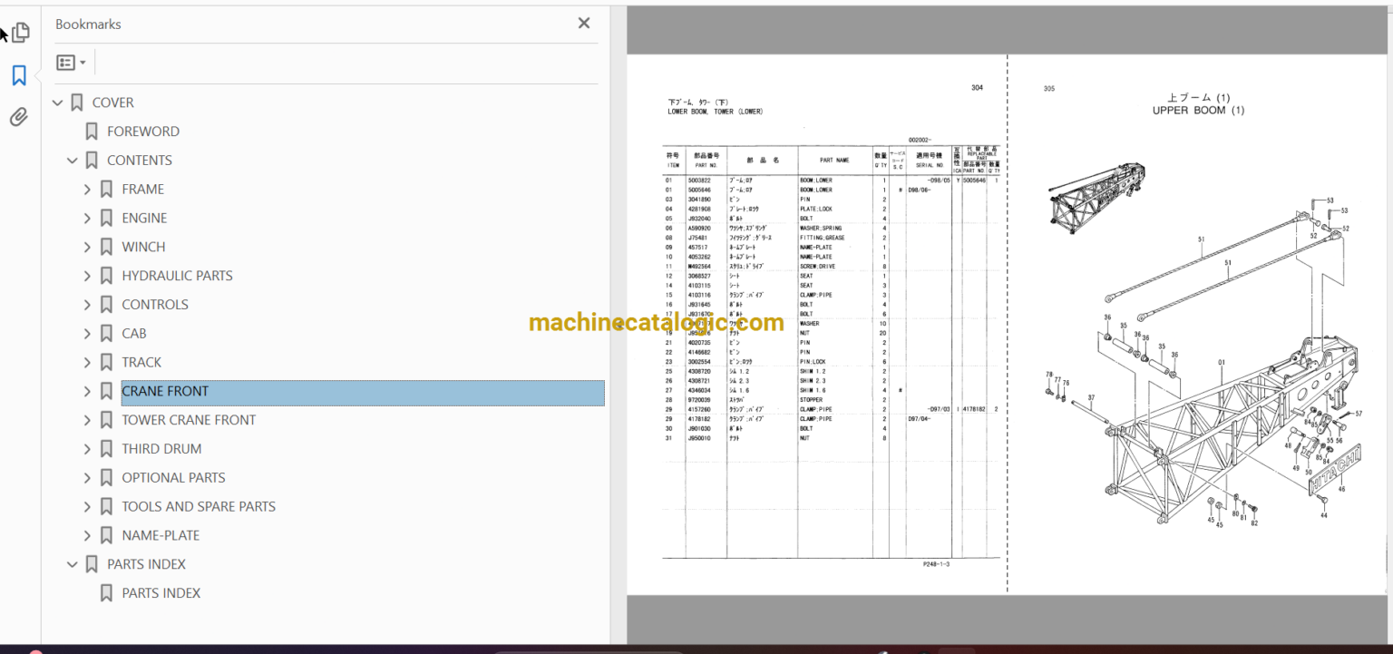Hitachi CX550 Crawler Crane Full Parts Catalog – Machine Catalogic