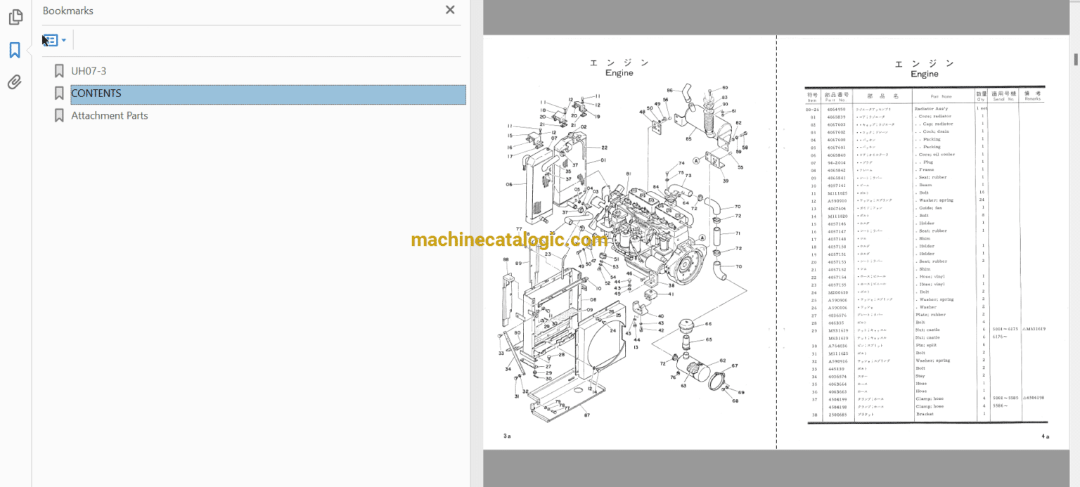 Hitachi UH07-3 Hydraulic Excavator Full Parts Catalog – Machine Catalogic