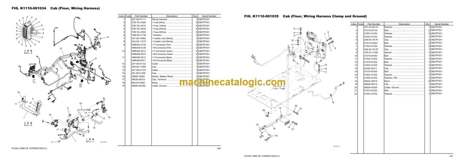 Komatsu PC200-10MO CE Hydraulic Excavator Parts Book