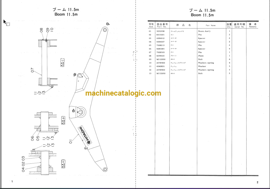 Hitachi UH801 Hydraulic Excavator Full Parts Catalog – Machine Catalogic