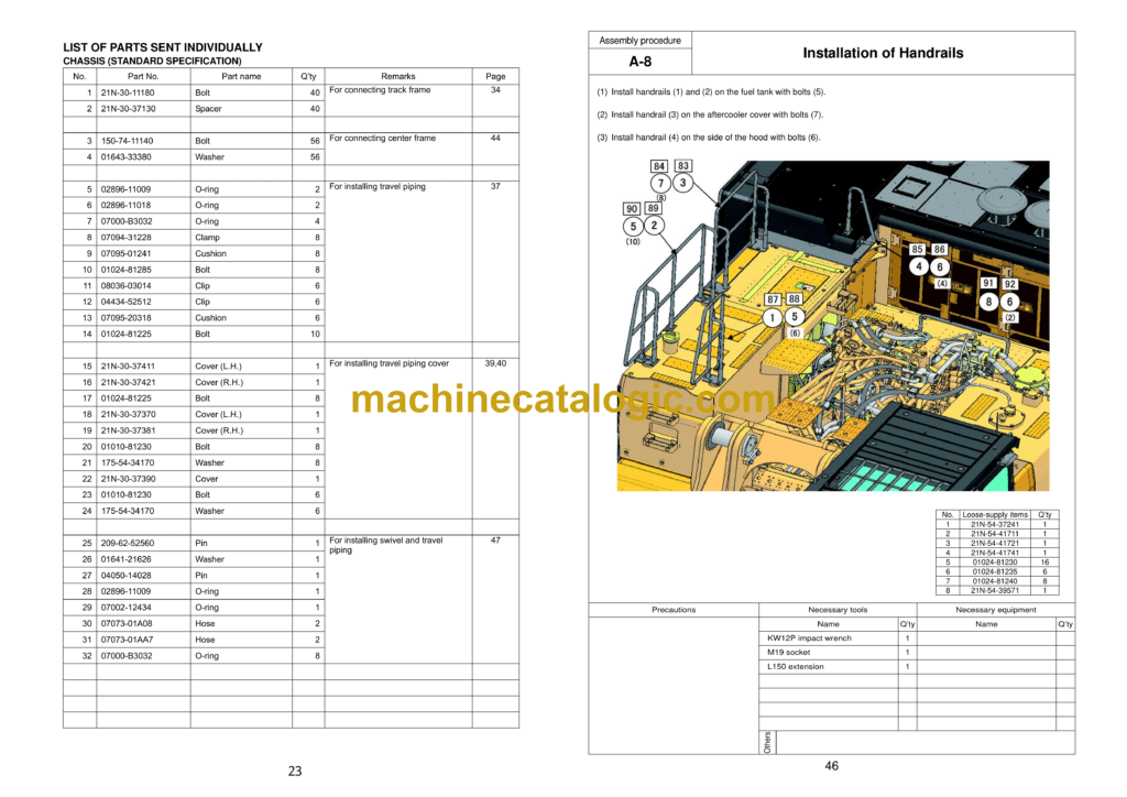 Komatsu PC1250-8 Hydraulic Excavator Field Assembly Instruction ...