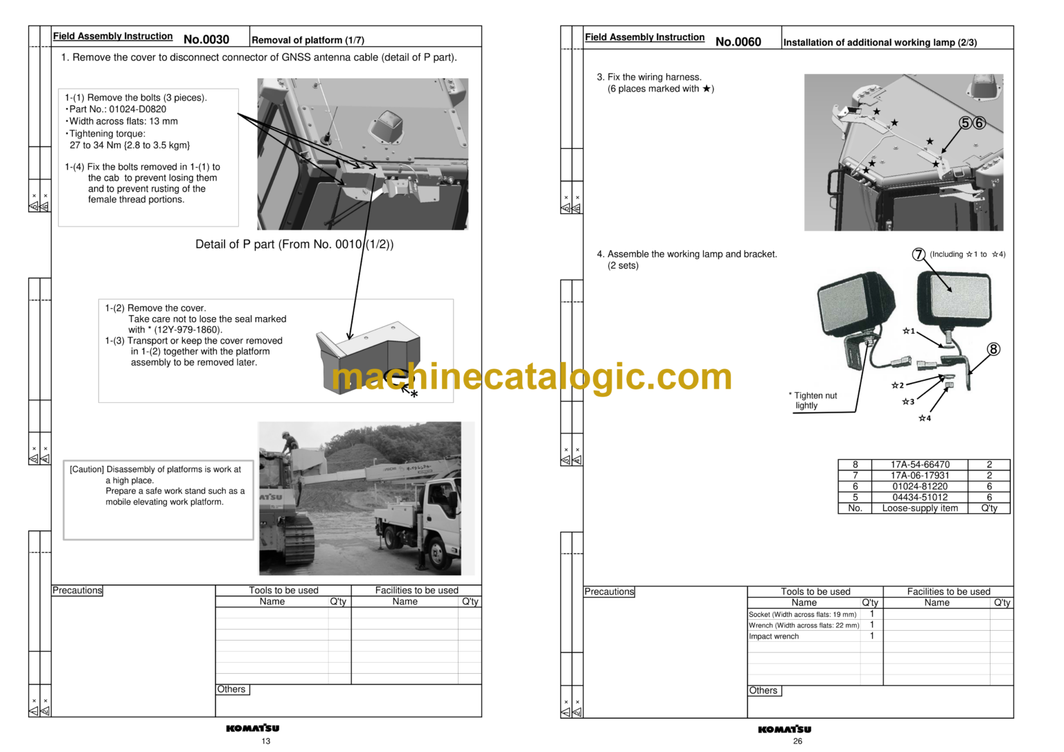 Komatsu D85EXi-18, D85PXi-18 Bulldozer Field Assembly Instruction ...
