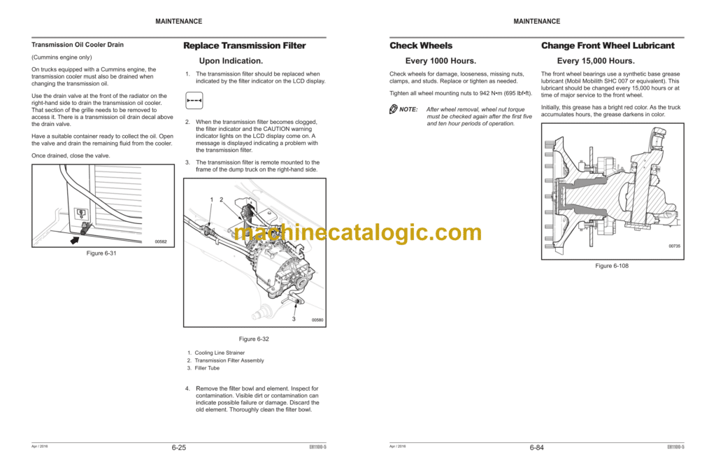 Hitachi EH1100-5 Rigid Dump Truck Operators Manual