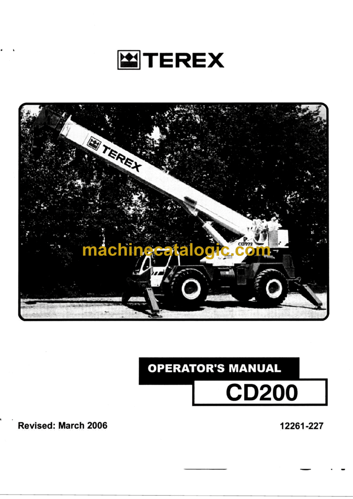 Terex CD200 Crane Operator's Manual – Machine Catalogic