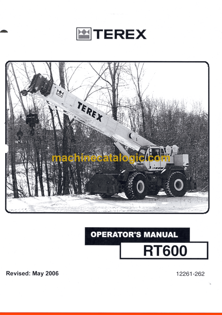 Terex RT600 Crane Operator's Manual (12261-262) – Machine Catalogic