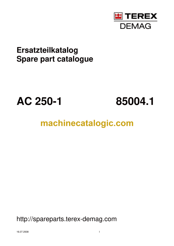 Terex AC250-1 Crane Parts Manual (85004) – Machine Catalogic