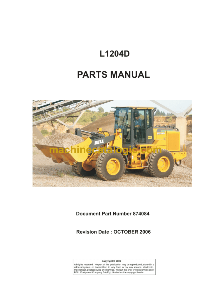 Bell L1204D Wheel Loader Parts Manual (874084) – Machine Catalogic
