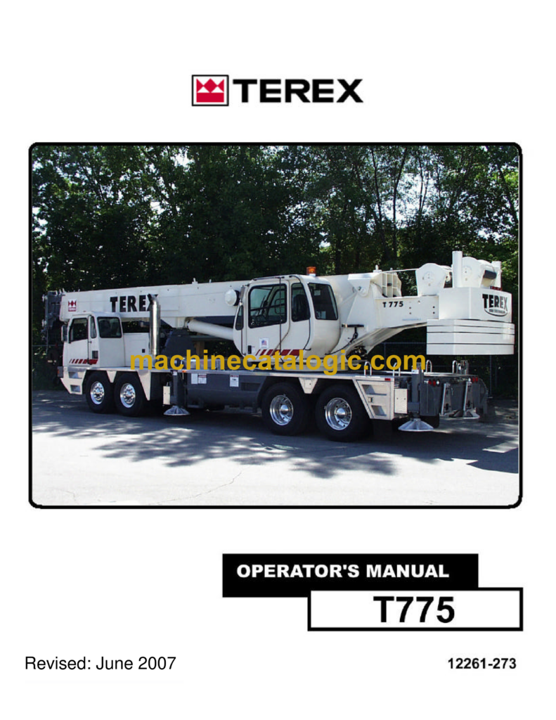 Terex T775 Crane Operator's Manual – Machine Catalogic