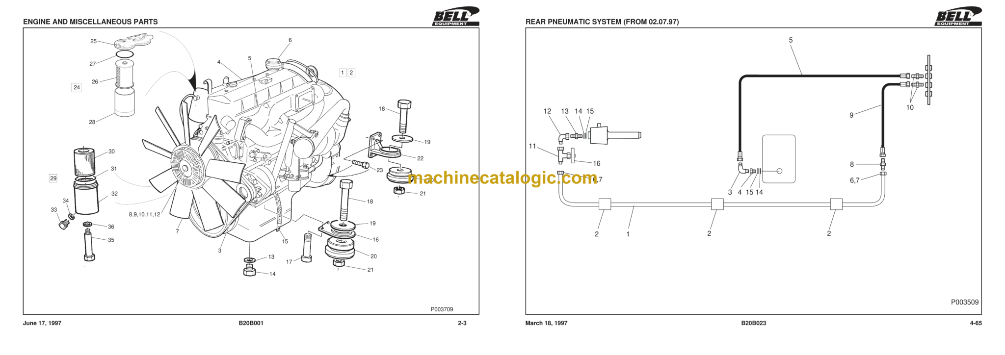 Bell B20B 6X4 ADT Articulated Dump Truck Parts Manual (870170, December ...