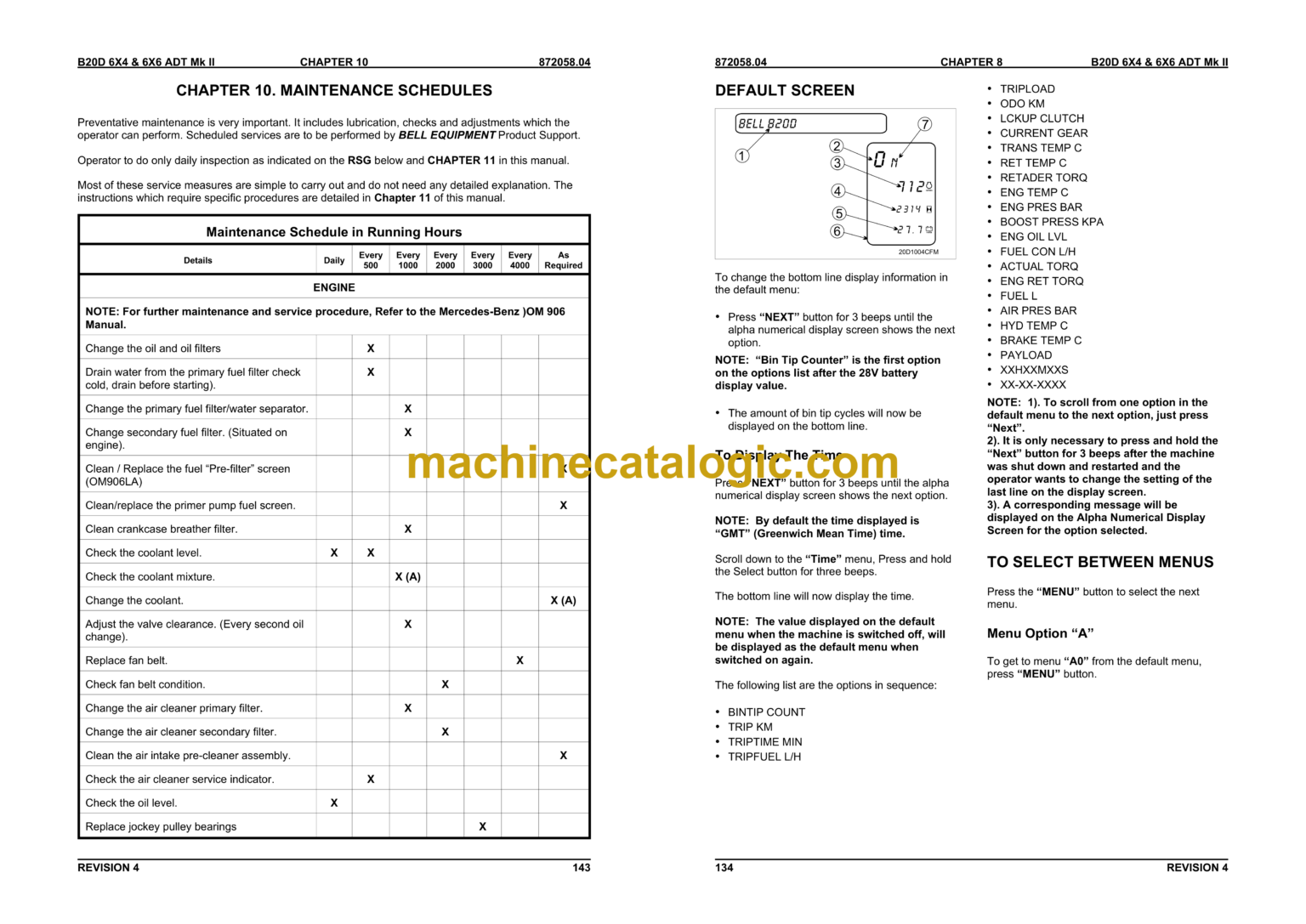 Bell B20D 6X4 & 6X6 Mk II ADT Articulated Dump Truck Operator's Manual ...