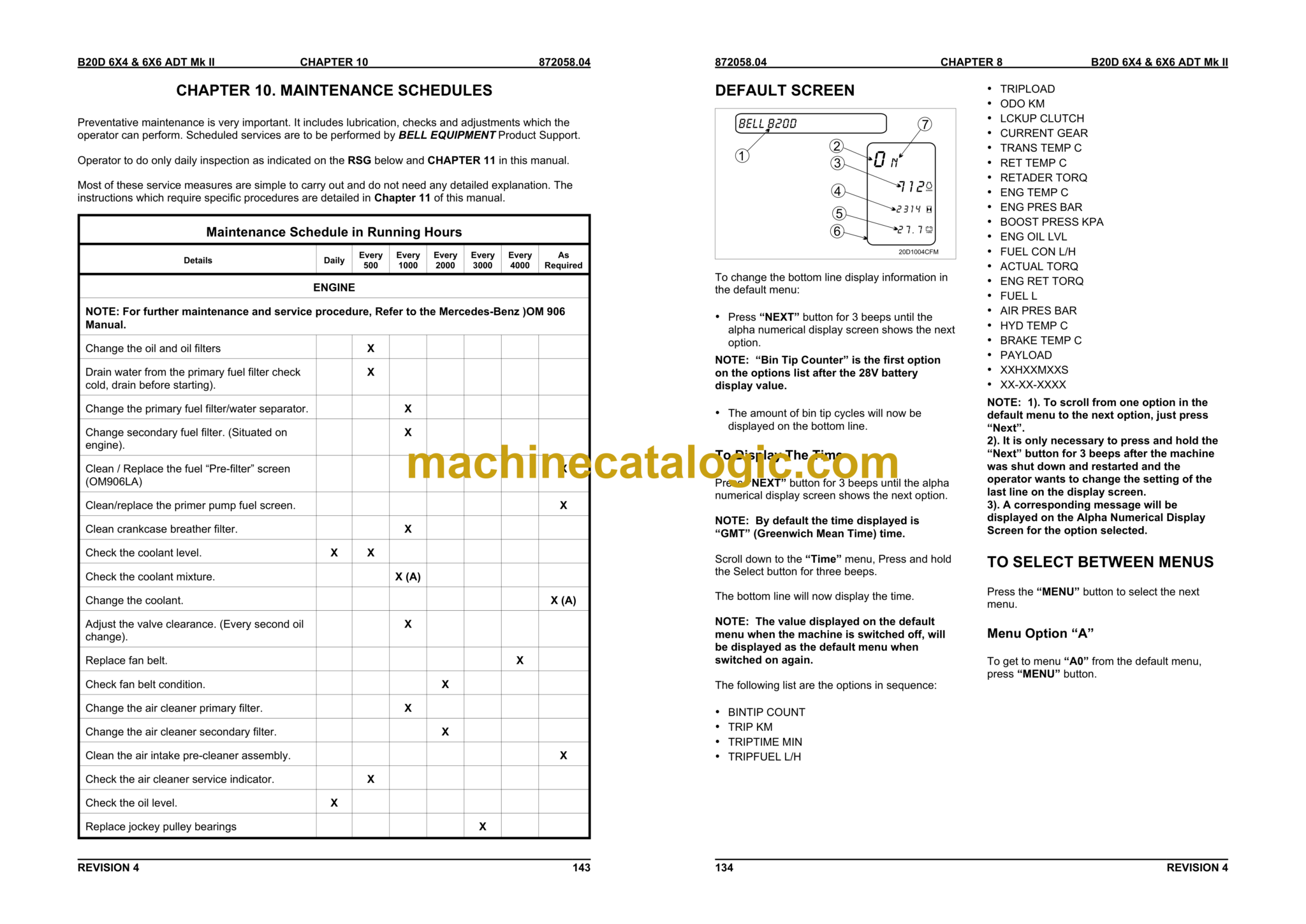 Bell B20D 6X4 & 6X6 Mk II ADT Articulated Dump Truck Operator's Manual ...