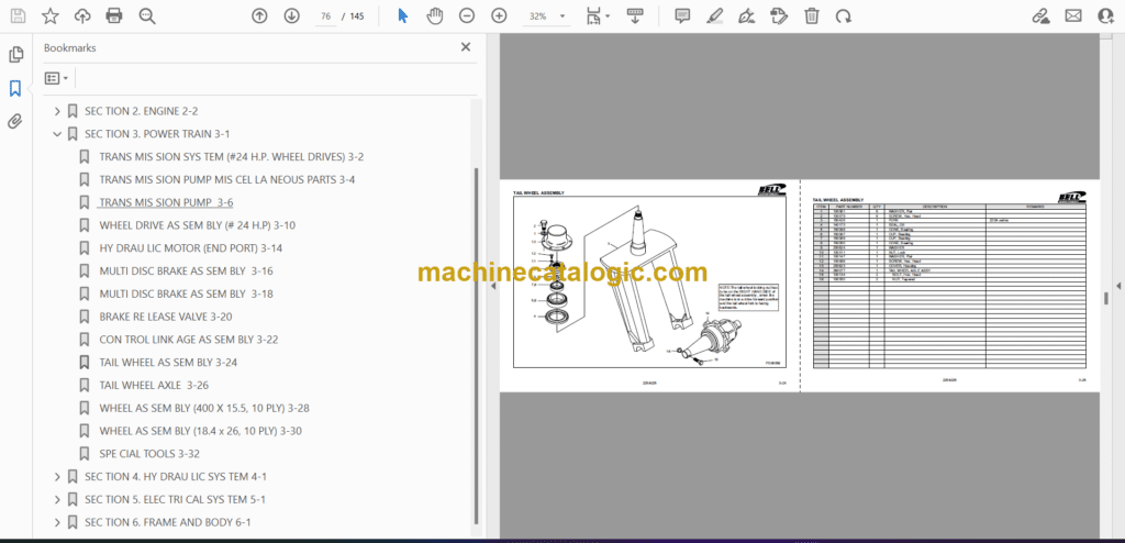 Bell 225A Logger 24HP Wheel Drive Parts Manual (874051)