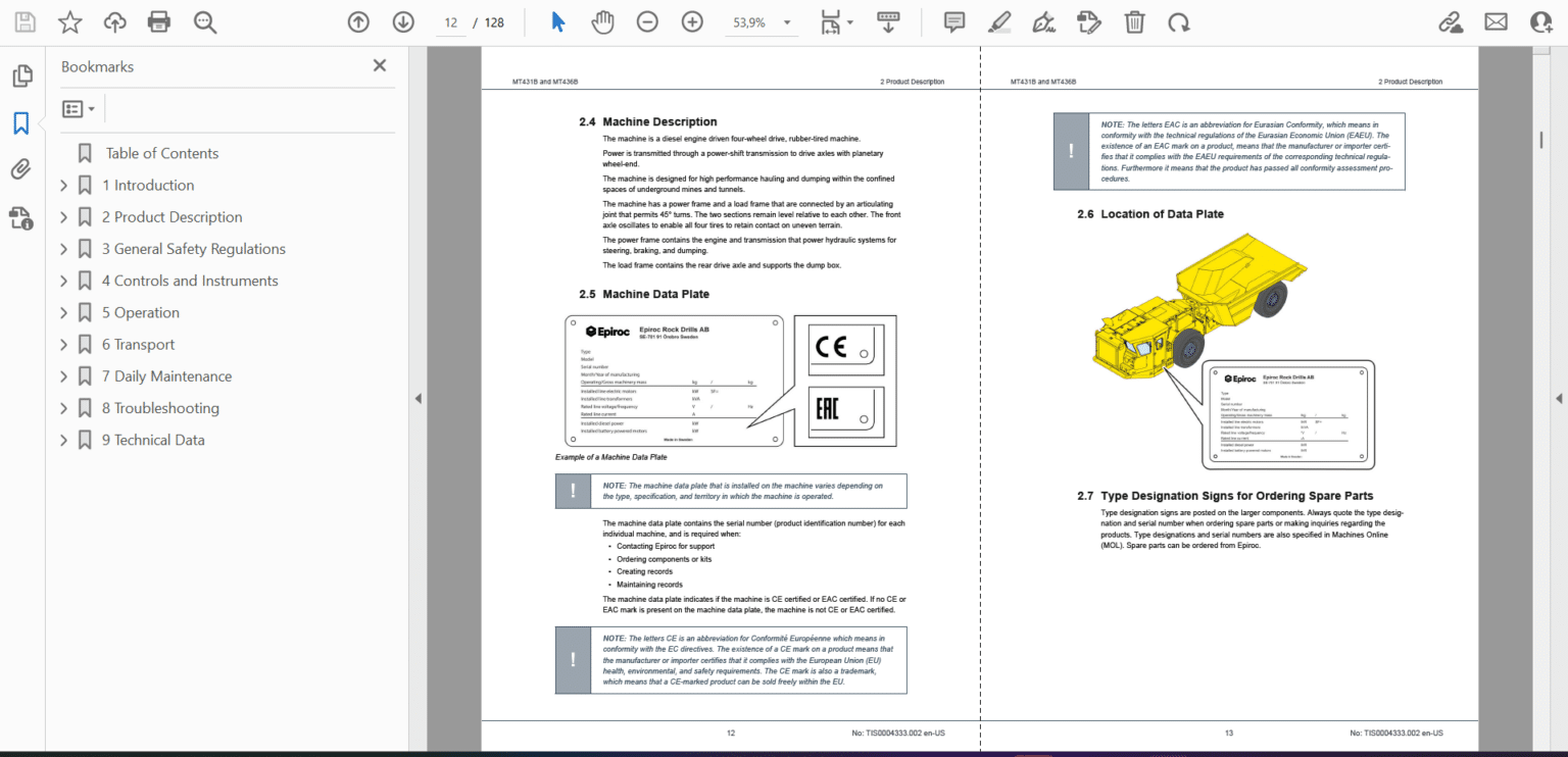 Epiroc Minetruck MT431B MT436B Stage V Operation and Maintenance Manual