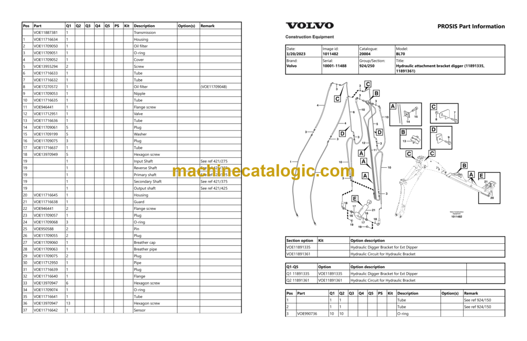 Volvo BL70 Backhoe Loader Parts Manual – Machine Catalogic