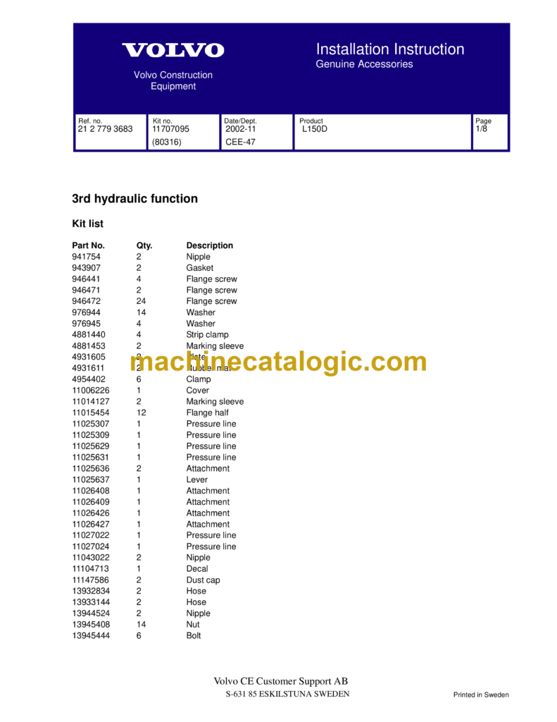 Volvo L150D Wheel Loader Service & Repair Manual