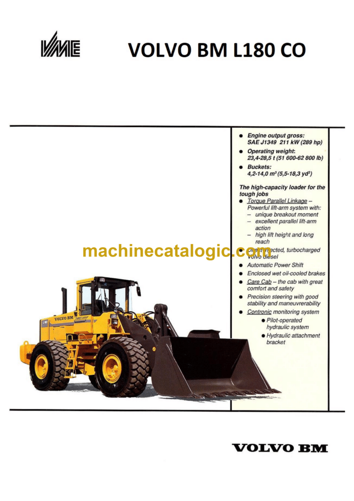 Volvo BM L180 CO Wheel Loader Service & Repair Manual – Machine Catalogic