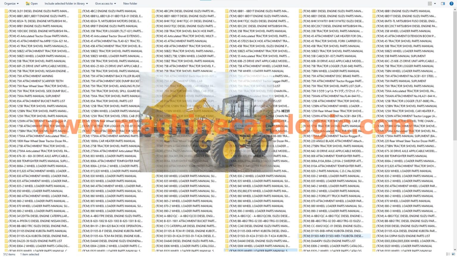 TCM Tractor, Shovel, Wheel Loader & Carrier Parts Manual (Full DVD) [PDF]