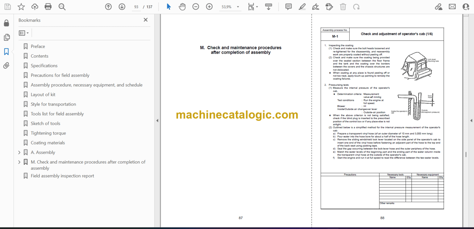 Komatsu D275A-5R Bulldozer Field Assembly Manual (GEN00117-07 ...