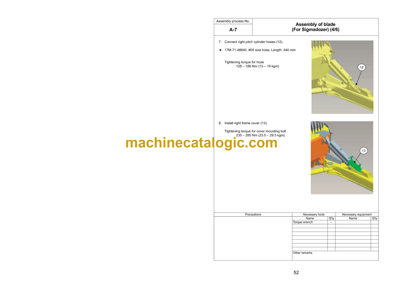 Komatsu D275A-5R Bulldozer Field Assembly Manual (GEN00117-07 ...