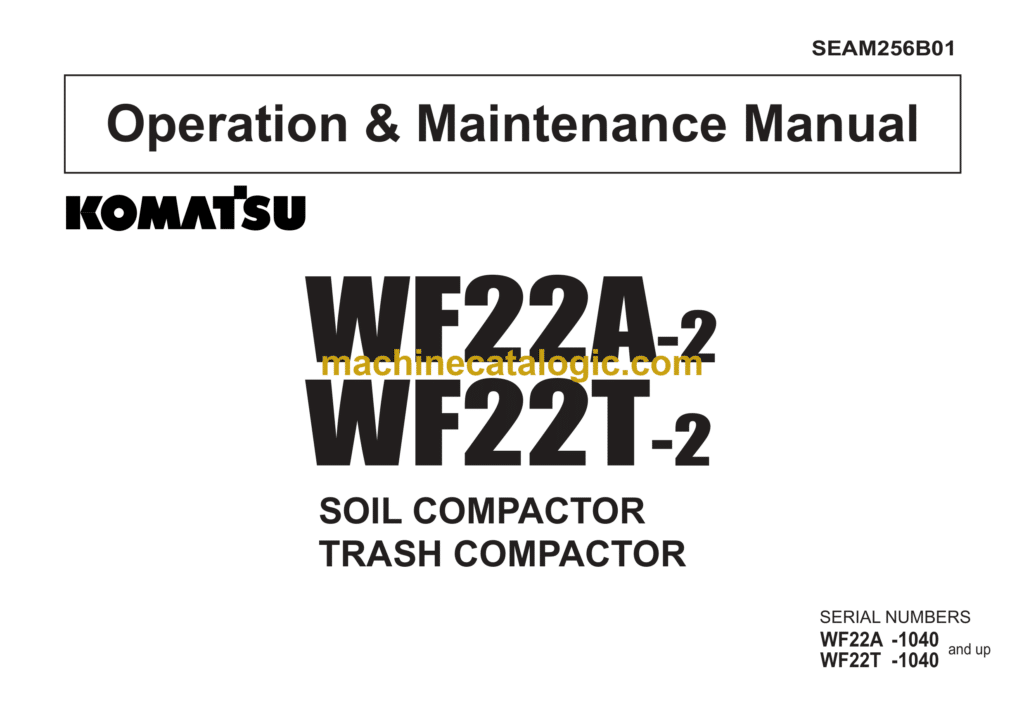 Komatsu WF22A-2, WF22T-2 Soil, Trash Compactor Operation and ...
