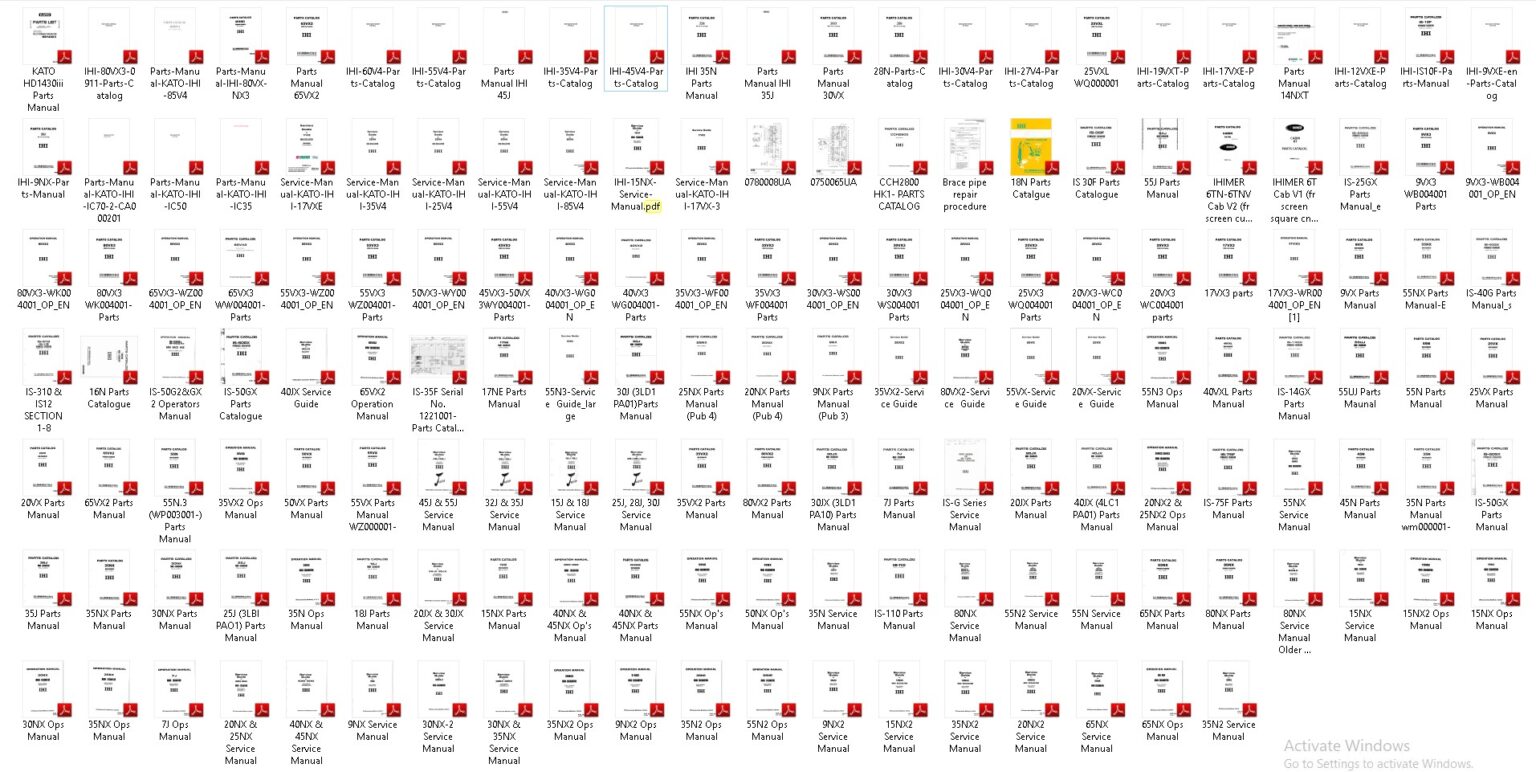 IHI Hydraulic Excavator Service, Parts, Operator Manual PDF DVD – Machine Catalogic