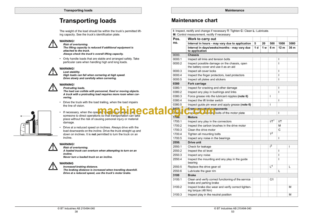 BT OL25, OL25P Order Picker Operators Manual
