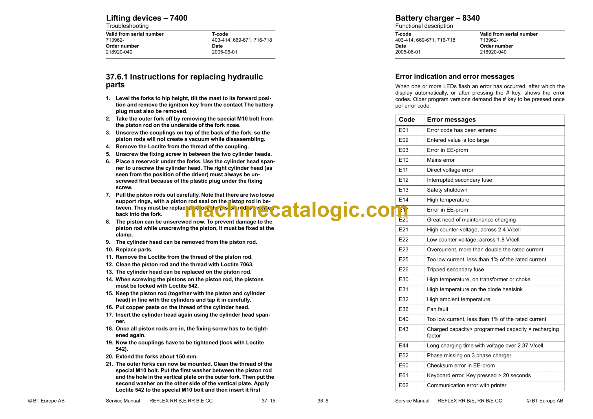 BT Reflex RR B,E RR B,E CC Reach Truck Master Service Manual – Machine ...