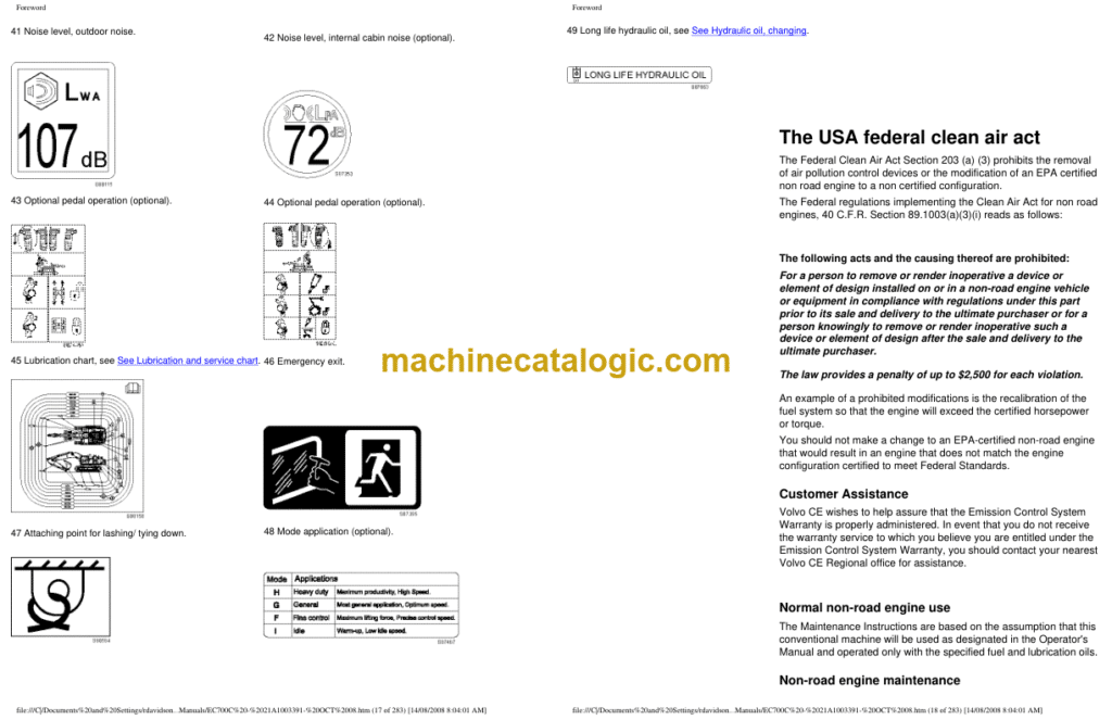 Volvo EC700C Excavator Operators Manual – Machine Catalogic