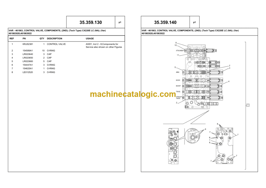 Case CX220E Crawler Excavator Service Parts Catalogue
