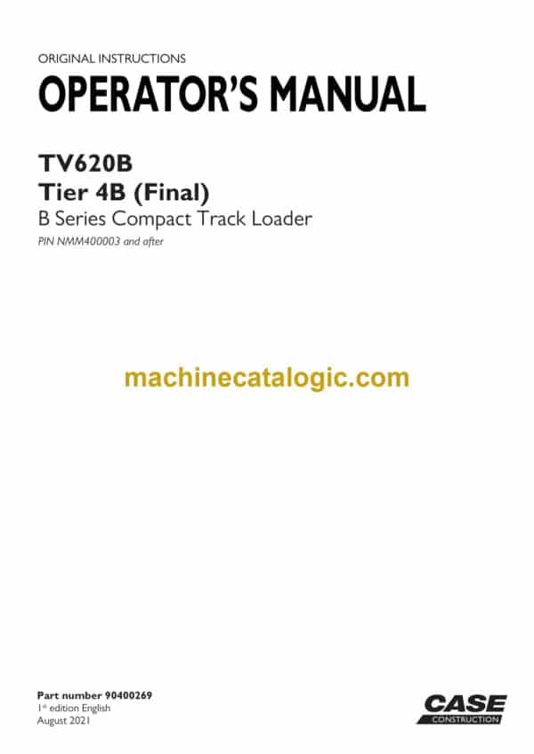 Case TV620B Tier 4B Final B Series Compact Track Loader Operators ...